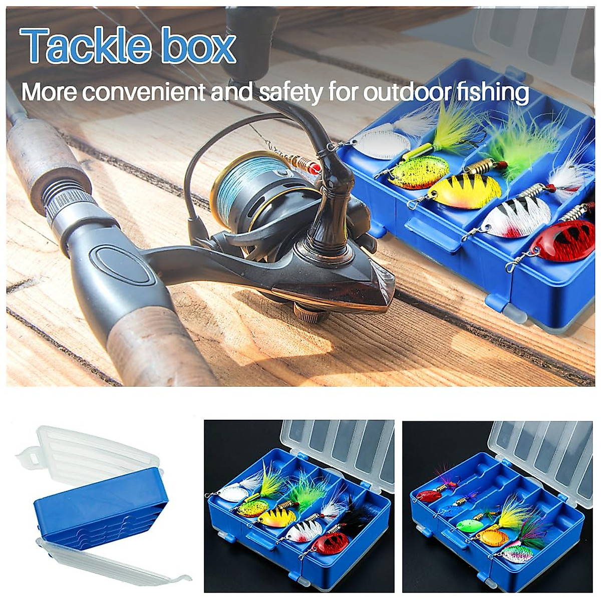 Fishing Lures 10pcs Spinner Lures Baits with Tackle Box, Bass Trout Salmon Hard Metal Rooster Tail Fishing Lures Kit by FOUCECLAUS