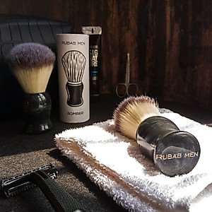 RUBAB MEN Premium Shaving Brush for Men with Cruelty-Free Bristles Synthetic Bristles |Bomber Edition| Experience Luxury Wet Shave & Elegant Dual-Toned Handle Crafted with Passion