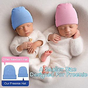 Newcotte 6 Pcs Preemie Baby Hats Cotton Preemie Caps Warm Newborn Beanie Premature Hat for Nicu Premature Boy Girl(Classic Color,Single Style)