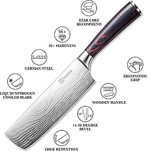 PAUDIN Nakiri Knife Razor Sharp Meat Cleaver 7 inch High Carbon Stainless Steel Vegetable Kitchen Knife, Multipurpose Asian Chef Knife for Home and Kitchen with Ergonomic Handle