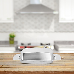 PACKOVE Stainless Steel Butter Box Butter Dish With Lid Stainless Steel Butter Tray Covered Butter Dish Metal Butter Dish Butter Holder Container Butter Keeper For Kitchen