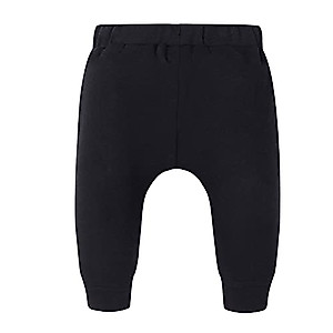AIUI-HARNSBORN Baby 2 Pack Flexy Pants and Leggings, Infant Boys Girls Tapered Ankle Jogger Pants(12-18 Months, Blue/Black)