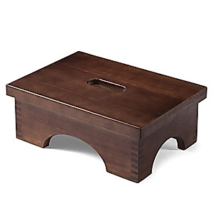 ECROCY Wooden Bedside Step Stool Indoor & Outdoor Mobility Step Stool- 16.5 Inches x 11.8 Inches x 6.5 Inches Portable One Step Stool - Dark Walnut