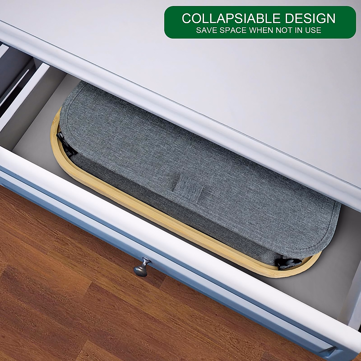 ZHSX Laundry Hamper/Basket with Lid, 100L Large Laundry Hamper/Basket/Bin with Bamboo Handle, Foldable Clothes Basket Organizer with Two Removable Inner Bags, Odor-Resistant and Waterproof(Grey)