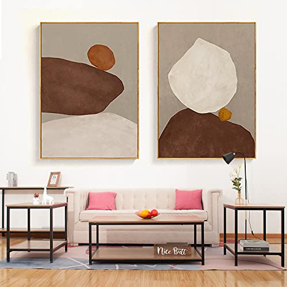 Coral Flower Side Table / End Table / Easy Assembly for Living Room, Bedroom， Set of 2