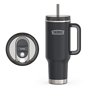 THERMOS Stainless Steel Cup Holder Mug - 40 Ounce, Granite - Insulated Tumbler with Lid and Straw, Plus Leak-Resistant Slide Lock
