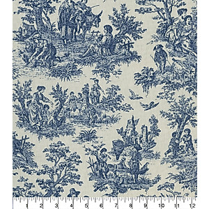 Waverly - Premium Printed Cotton Fabric by The Yard, Floral Design, DIY, Craft, Project, Sewing, Designer Upholstery and Home Decor, 54" Wide (Rustic Life Collection, Indigo)