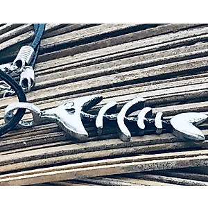 Trilogy Jewelry Pewter Fish Bones Nautical Fishbones Pendant on Leather Necklace