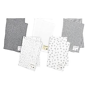 Burt's Bees Baby - Burp Cloths, 5-Pack Extra Absorbent 100% Organic Cotton Drool Cloths