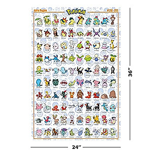 Pokemon - TV Show/Gaming Poster (100 Johto Region Pokemon) (Size: 24" x 36")