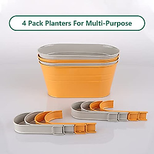 4 Pack Rail Planter 11 Inch Balcony Planters Railing Hanging Flower Pot for Outside Metal Iron Fence Planter with Detachable Hooks Holes Flower Boxes for Deck Railings Planter Boxes Outdoor Indoor