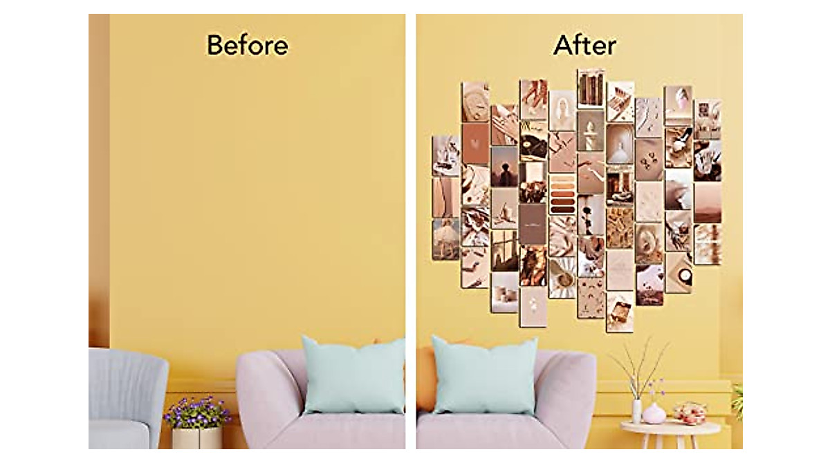 KOLL DECOR Beige Wall Collage Kit - Boho Style Wall Decor for Teens