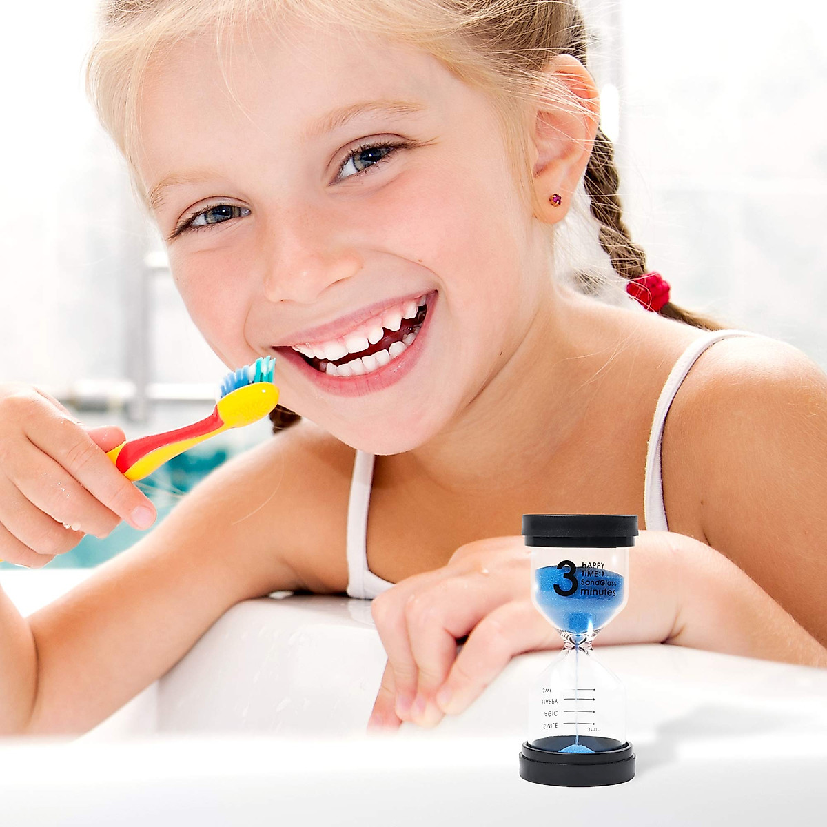THE TWIDDLERS 4 Premium Hourglass Sand Timers, 4 Colors: 1min 3min 5min 10 Minutes