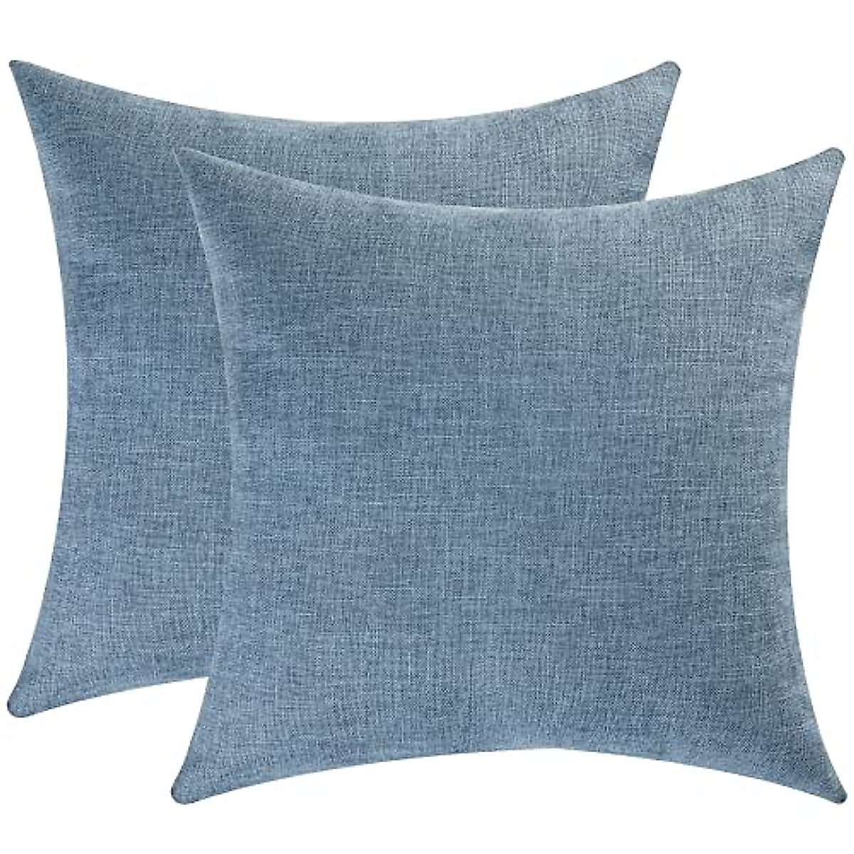 Anickal Set of 2 Grey Blue Pillow Covers 18x18 Inch Rustic Linen Square Decorative Throw Pillow Covers for Sofa Couch Farmhouse Home Decorations
