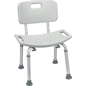 Drive Medical RTL12202KDR Deluxe Bath Chair, Gray, Aluminum Frame, Corrosion Proof, Height Adjustable Suction-Type Tip Legs