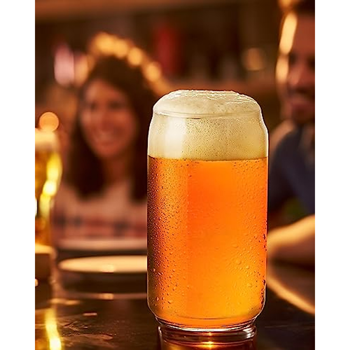 BaveL Large Beer glasses,20 oz Can Shaped Beer Glasses Set of 4,Elegant Shaped Drinking Glasses is Ideal Gift,Tumbler Beer Glasses Great for Any Drink and Any Occasion