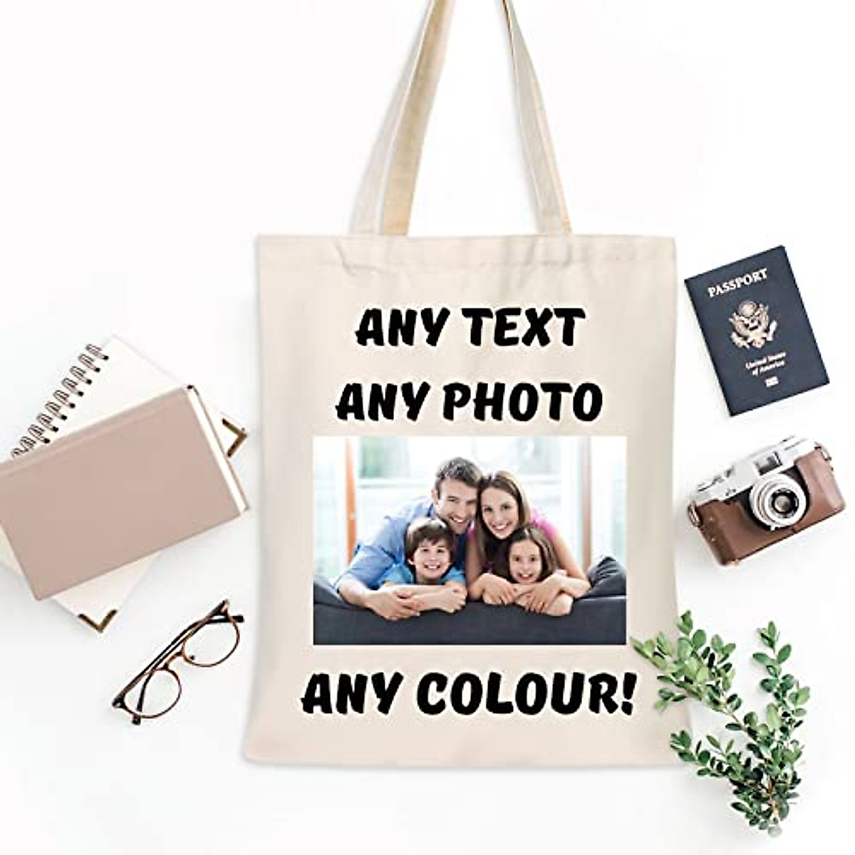 JATEBI Personalized Tote Bag, Canvas Tote Bag With Customizable Pictures and Text double sided, Reusable Grocery Bag,Shopping Bags for Daily Use Gifts…