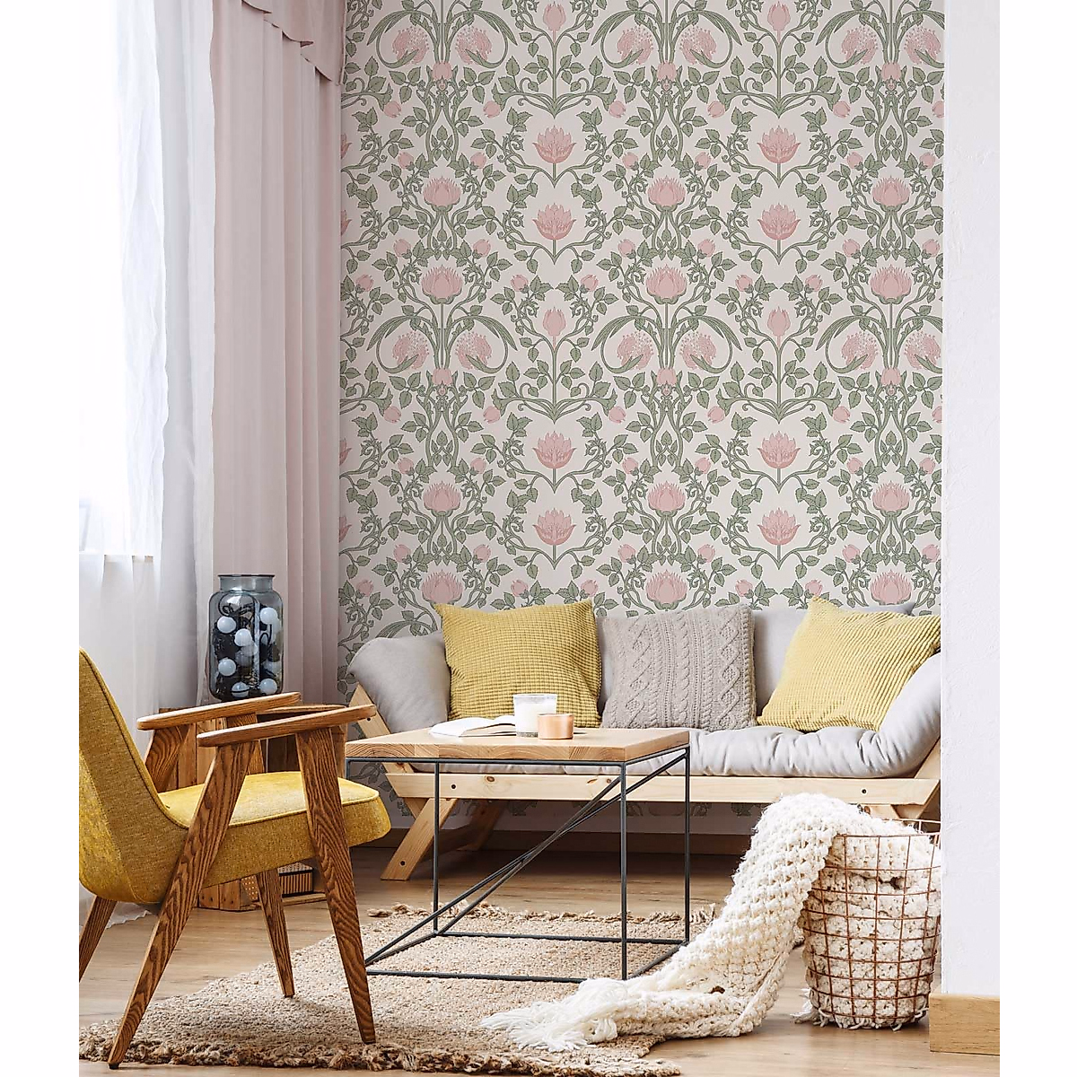 YXTII Floral Peel and Stick Wallpaper Pink Wallpaper Retro Wallpaper Victorian Wallpaper Self Adhesive Wallpaper for Bedroom Decorative Self Adhesive Shelf Drawer Liner