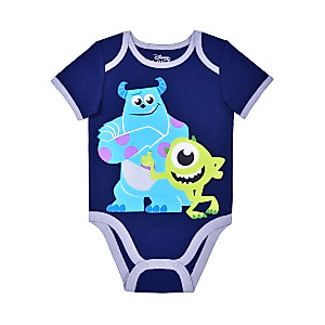 Disney Baby-Boys Monsters Inc Sully Bodysuit, Blue, 12 Months (Pack of 3)