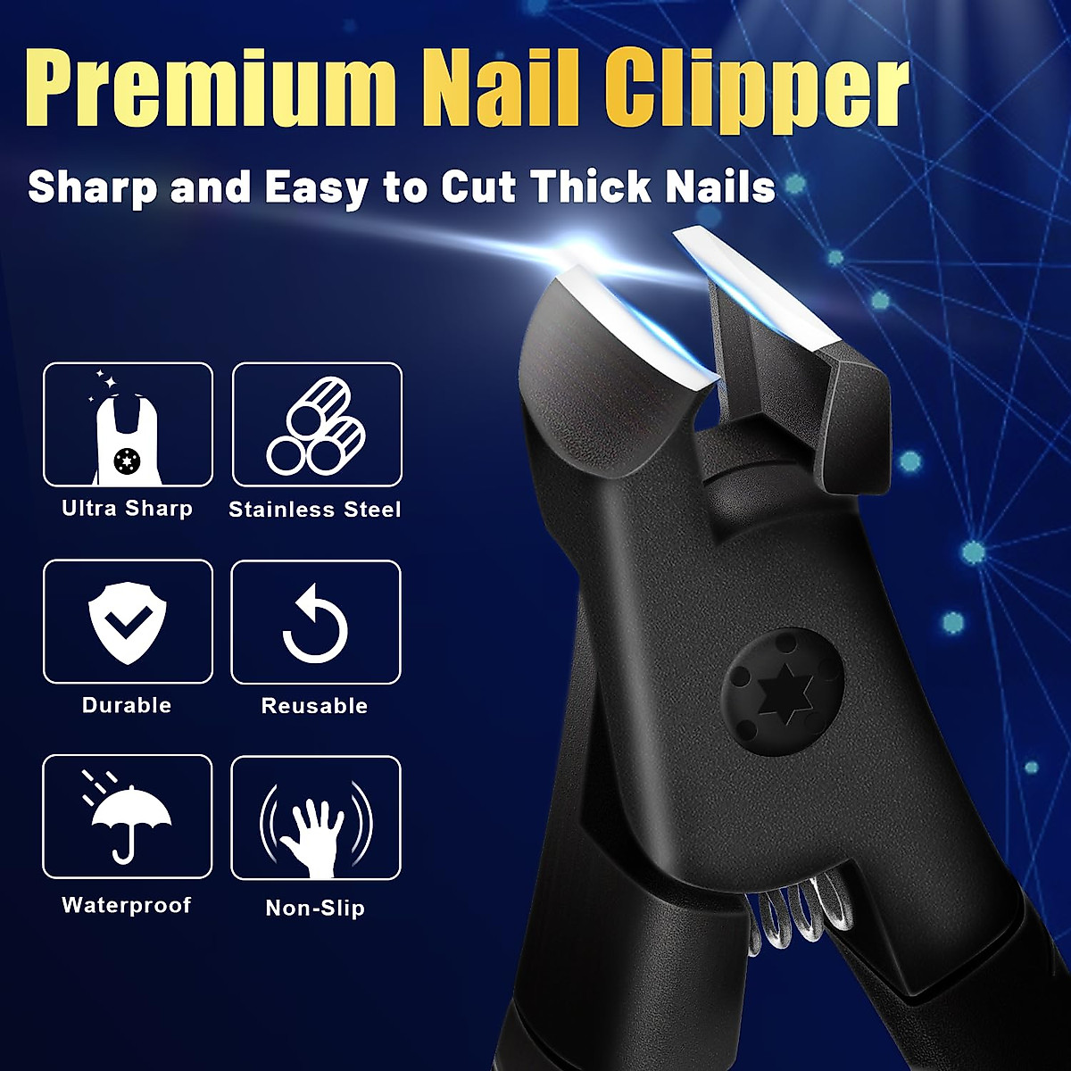 Nail Clippers for Thick Nails, Professional Nail Clippers for Men, Women and Seniors, Ultra Sharp Nail Clipper for Toenails Anti Slip Nail Clipper Set Long Handle Stainless Steel Large Nail Clippers