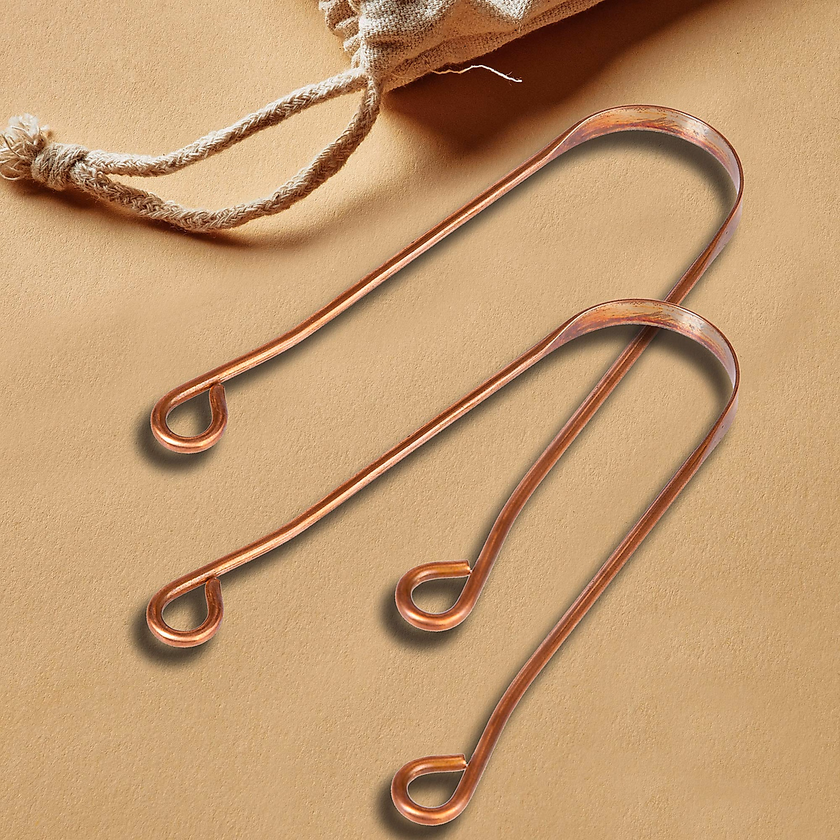 100% Pure Copper & Rust Free Tongue Cleaner, Tongue Scraper with Great Grip & Non-Synthetic Handle | Improve Oral & Gut Health, Eliminate Odor (Medical Grade) For All Ages | Pack of 2