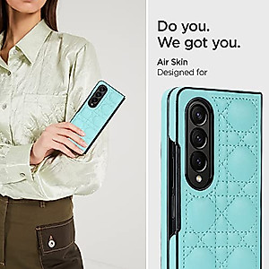 EAXER for Samsung Galaxy Z Fold 3 Case, Luxury Shockproof PU Leather Folding Phone Protective Case Cover (Light Blue)