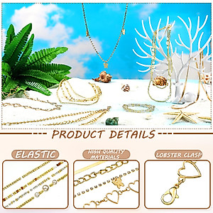 JenPen 8 Pcs Belly Chain Adjustable Elastic Waist Chain Boho African Waist Beads for Women Butterfly Heart Body Chain Multilayer Gold Chain Belt Bikini Jewelry, One Size