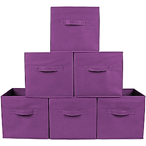 Greenco Foldable Storage Cubes Non-woven Fabric -6 Pack-(Purple)