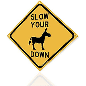 Slow Your Ass Down 12" x 12" Funny Tin Road Sign Driver and Motorist Alert Protect Neighborhood Children Home Decor