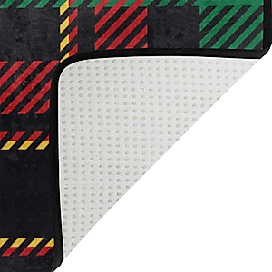 Doormat Welcome Door Mat-Plaid in Red Green Yellow Black Christmas,Living Room Kitchen Floor Mat Home Indoor Outdoor Decoration 24X16INCH