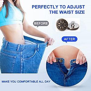 12 PCS Replacement Jean Button No Sew Screw Buttons, 20mm Removable Adjustable Metal Button Repair Sewing Kit with Screwdrivers, Pants Waist Tightener for Men, Women (Snowflake)