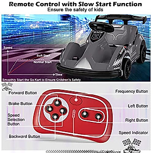 HONEY JOY Electric Go Kart, 6V Battery Powered Ride On Racing Car w/Remote Control, Safety Belt, Slow Start, Music, 4 Wheeler Electric Vehicle for Kids, Gift for Boys Girls (Black)