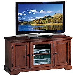 Leick Home 87350 Three Door TV Stand with Cabinet Storage for 55" TV's, Westwood Brown Cherry