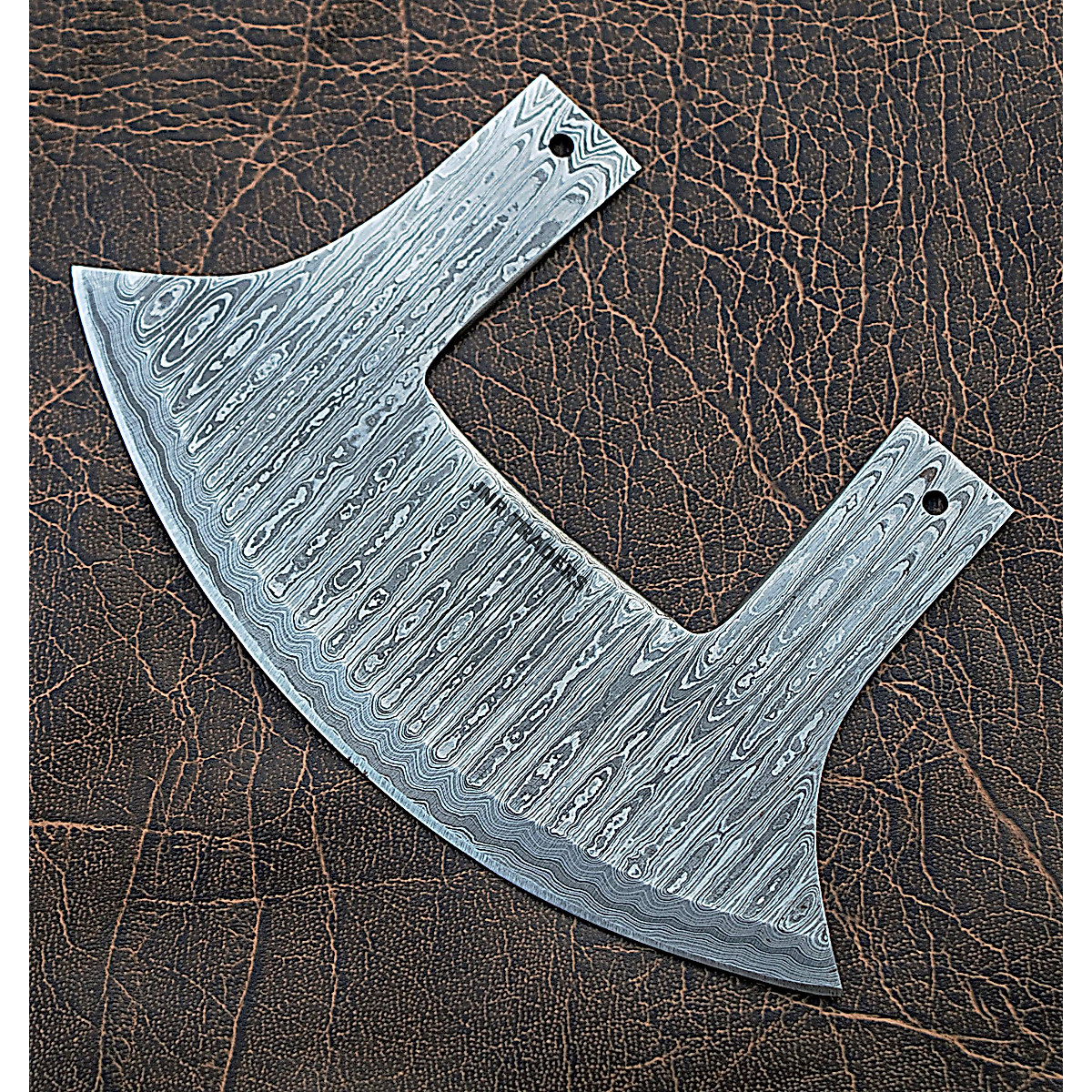 JNR Traders Damascus Ulu Knife Blanks for Knife Making Supplies Diy Full Tang 5.5 Inch Thin Ultra Sharp Cresent Blade Alaskan Ulu Knife Blade Blank 3775