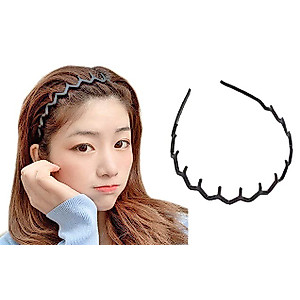 HipGirl Mens Headbands/Womens Headbands, Black Hair Band Men Accessories,Plastic Headband Face Wash Headband, Hair Bands Men and Hair Bands for Women's Hair-3ct Comb Headband Black Headband for Men