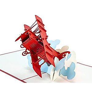 Red Airplane - WOW 3D Pop Up Card for All Occasions - Birthday, Congratulations, Good Luck, Anniversary, Get Well, Love, Good Bye
