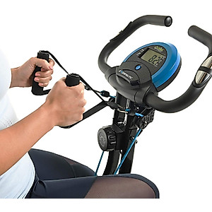 Exerpeutic Bluetooth Smart Foldable Bike with Resistance Bands and Free MyCloudFitness App, Black Folding Bike
