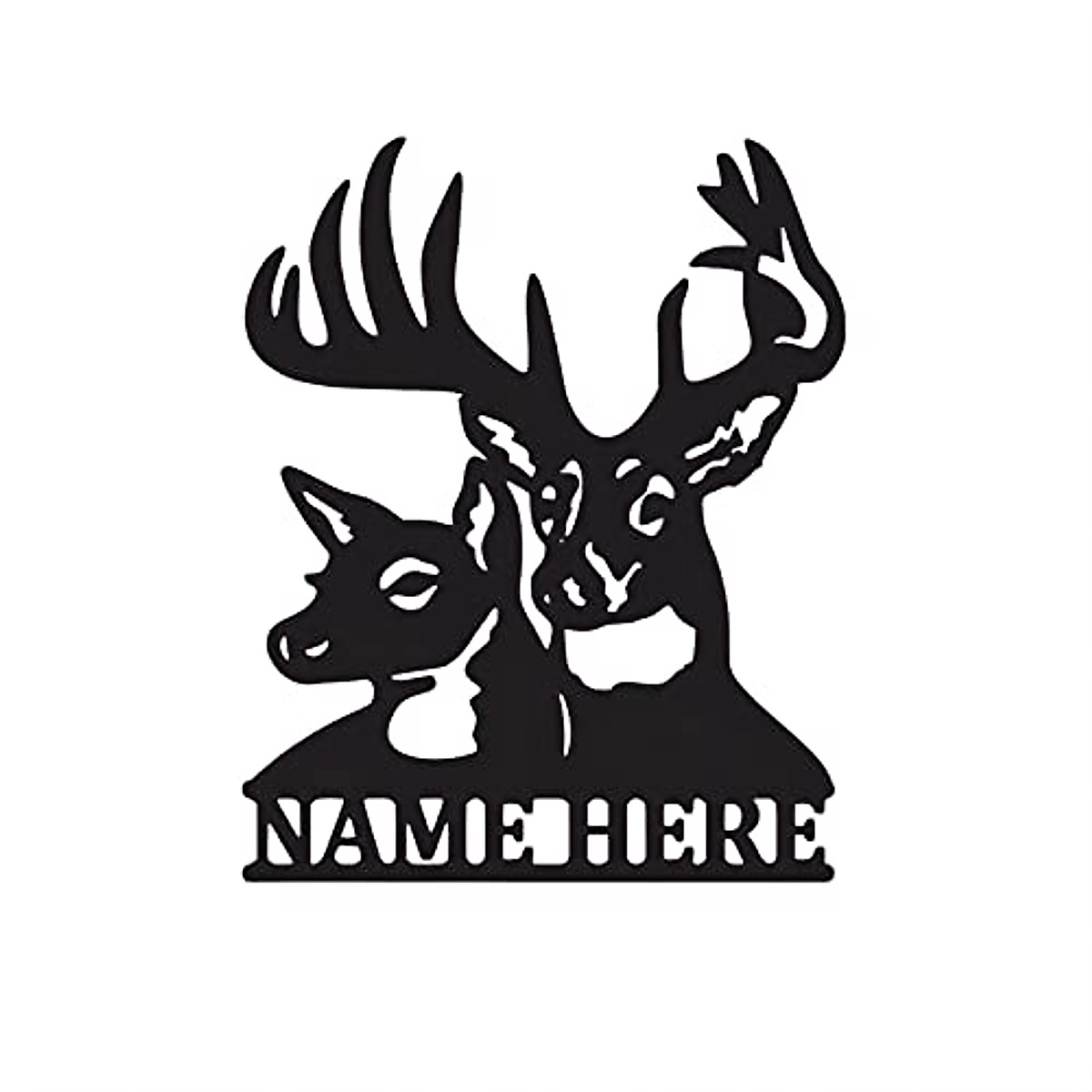 Couple Deer Head Monograms Custom Name Metal Wall Art, Deer Head Decorations Personalized Custom Monogram Hunting Hunter Inspired Decorative Accent Home Decor Sign For Rustic Home Wall