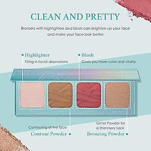 Color Nymph Contour Palette Eyeshadow Face Makeup Palette For Teens Beginners Makeup Set Included Highlighter, Blush, Bronzer, Contour Powder with Mirror For Girl Vegan Cruelty Free
