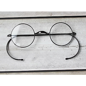 Agstum Retro Small Round Optical Rare Wire Rim Eyeglasses Frame (Gunmetal, 39mm)