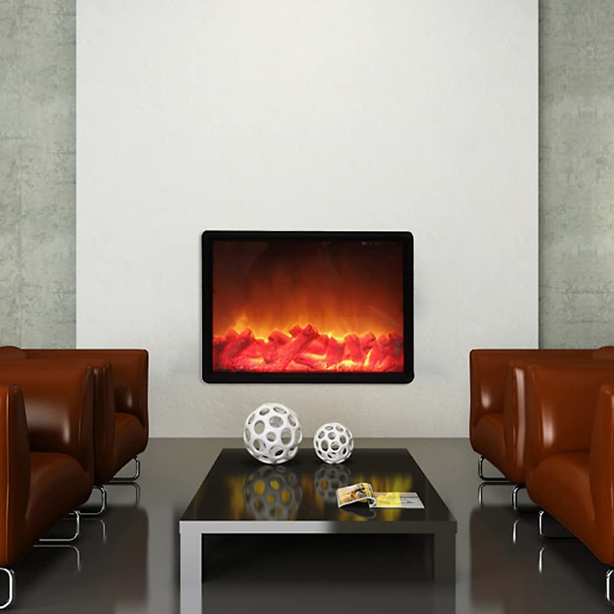 Fireplace Lamp,Flame Effect Rectangle Fire Place Lantern Simulated Fireplace Light for Entrance Decks Patio Kitchen Cabinets Coffee Table Window Sill (#1)