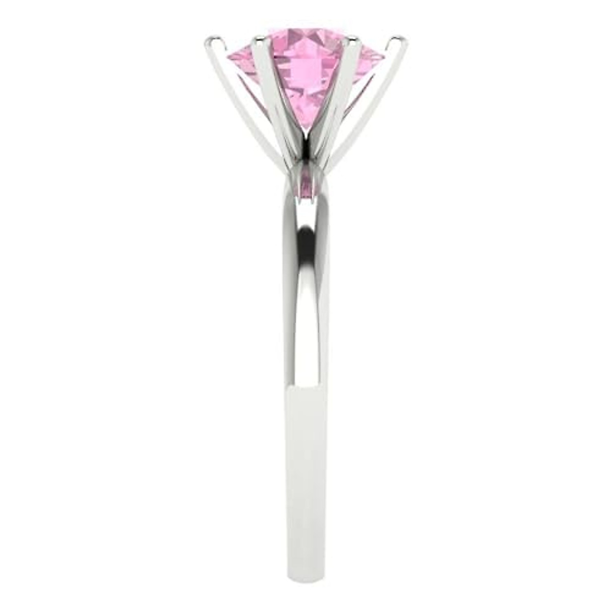 Clara Pucci 2.0 ct Round Cut Solitaire Pink Simulated Diamond Engagement Bridal Promise Anniversary Ring in 18K White Gold Size 10.75