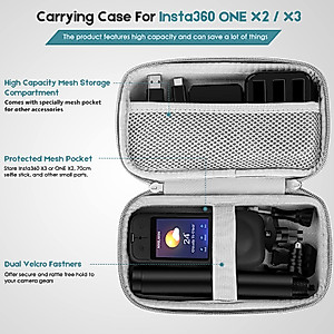 LEWOTE 7in1 Compatible with Insta360 X3 Accessories Kit[Silicone Camera Case Cover and Lens Cap][2Pcs 3D Screen Protector Film][Carrying Case Bag with Auto Locking Carabiner and Anti-loss Lock]