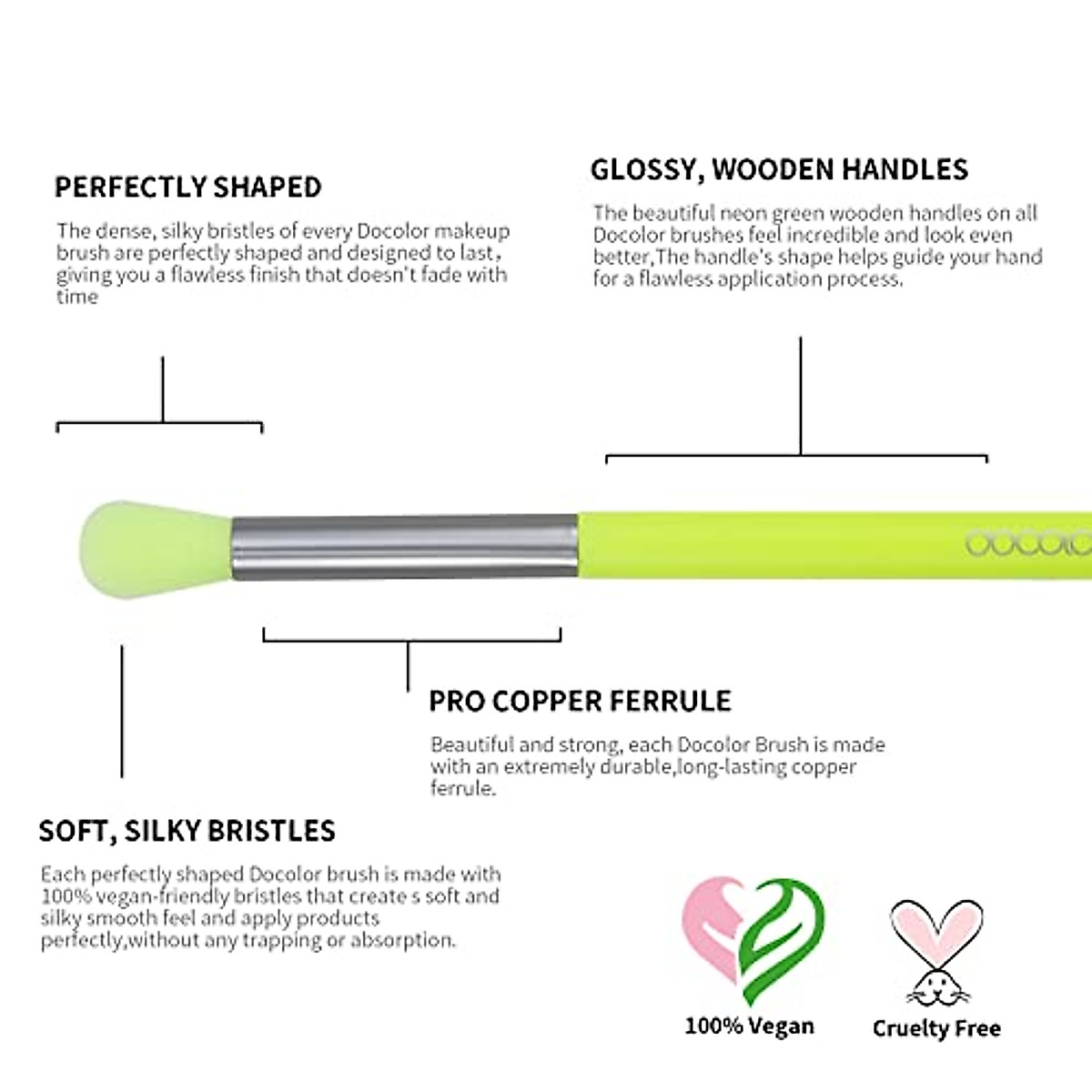 Docolor Eyeshadow Brush Set 15Pcs Eye Makeup Brushes Professional Makeup Brush Set Eye Shadow Blending Concealer Eyebrow Eyelash Eye Liners Premium Synthetic Eyeshadow Crease Brow Brush, Neon Green
