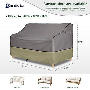 BRIVIC Outdoor Furniture Covers Waterproof for Sofa, Patio 3-Seater Benches Covers Fits up to 88W x 36D x 35H inches, Grey