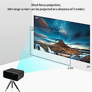 Mini Projector, HD LED Micro Mobile Phone Same Screen, AV Audio Interface Projector with Remote Control for Laptop TV Phone Tablet(Black)