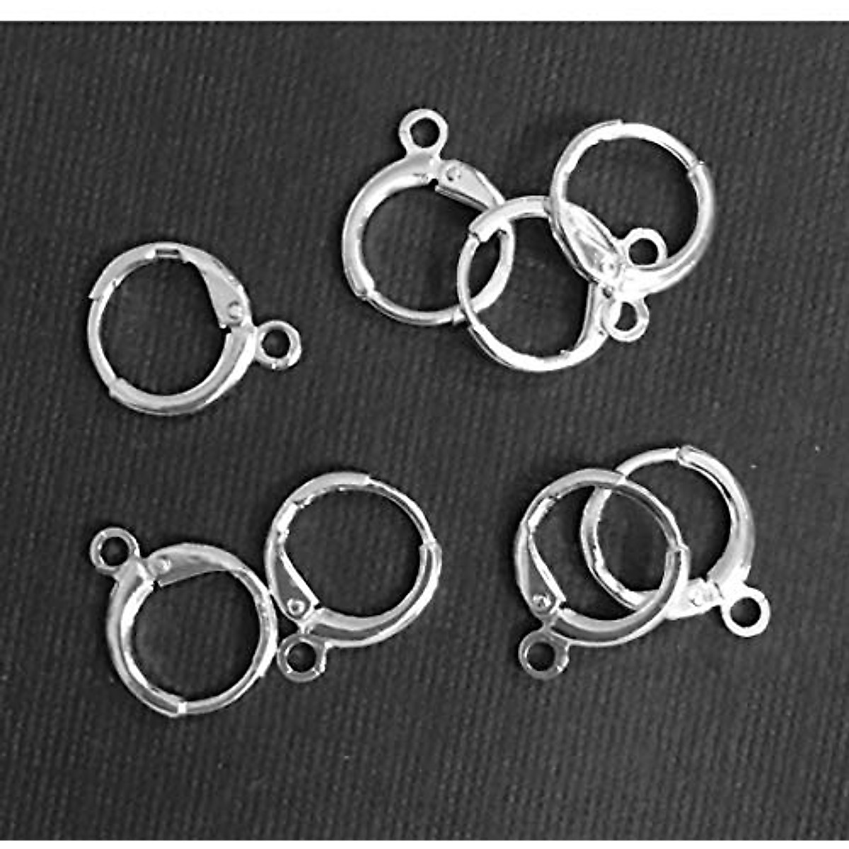 Adabele 100pcs Hypoallergenic Round Huggies Earring Hooks Leverback Earwire 14mm Long Sterling Silver Plated Brass Connector CF262-1