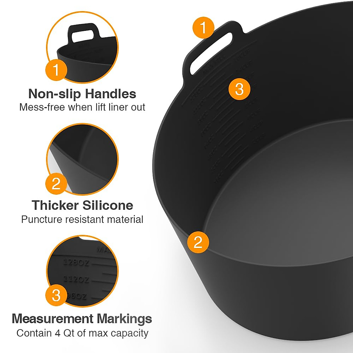 ChefAid Slow Cooker Liners Crock Pot Insert Accessories for 5 6 7 Quart Slow Cookers, 100% Silicone Reusable Liner, Food Safe & Dishwasher Safe (Black)