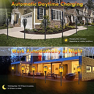 BOSSERN Solar Outdoor Lights,4pack Solar Flame Torch Lights with IP65 Solar Lights Outdoor Waterproof,Flickering Flame Garden Decor Lights,Auto On/Off Path Lights for Patio Garden Deck Yard Christmas