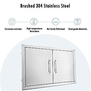 Karpevta Outdoor Kitchen Doors 42"W X 21"H BBQ Double Access Door - Stainless Steel Wall Construction Vertical Door for Outdoor Kitchen Grilling Station or Commercial BBQ Island